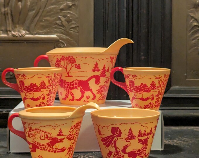 Vintage, 1950s, Banner Toy Co, Little Red, Riding Hood, Plastic Tea ...