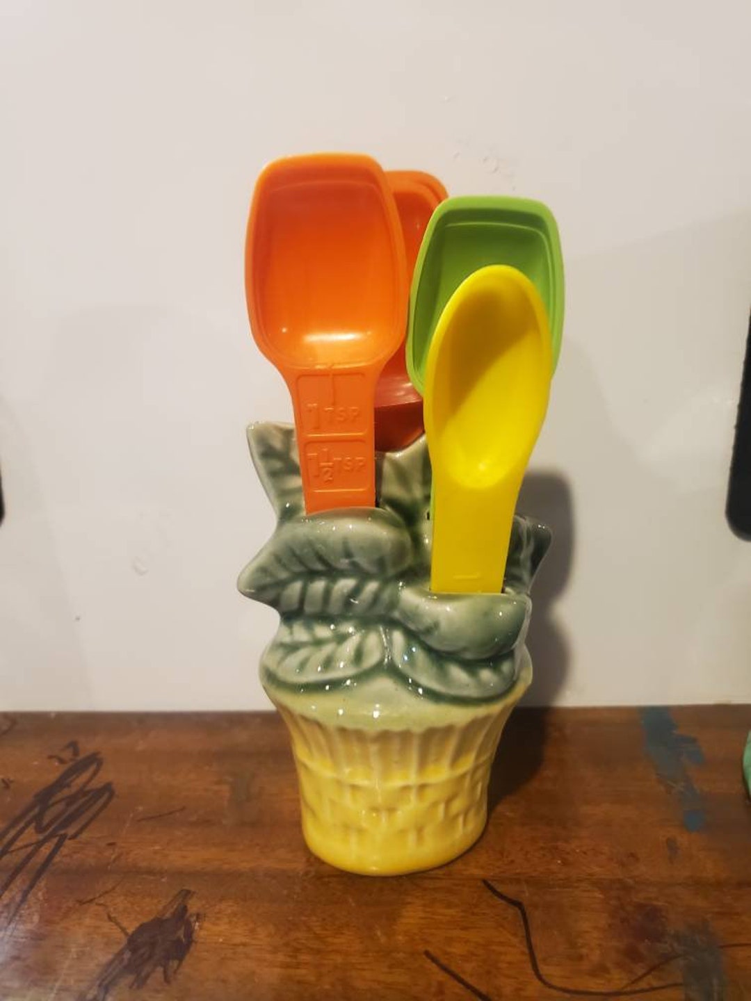 Vintage, Ceramic, Measuring Spoons and Holder, 4 1/2" Tall, 3" Wide, - Etsy