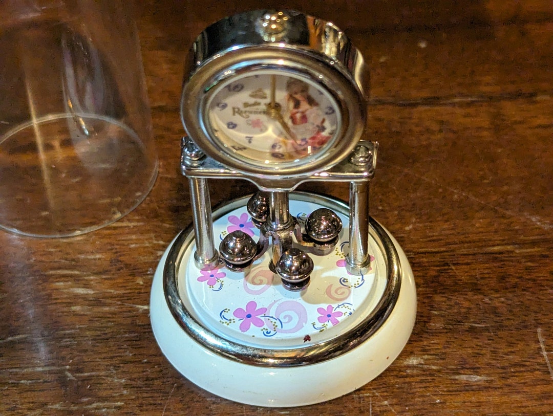 Vintage, Barbie, Rapunzel, Mini Clock, Porcelain, Glass, 2 1/2" Tall, 1 ...