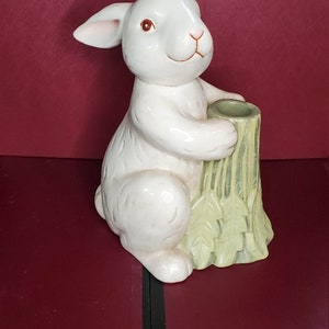 Vintage-1990s-dept 56-ceramic-bunny Rabbit-taper Candle Stick Holder ...