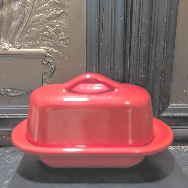 Red Butter Dish - Etsy