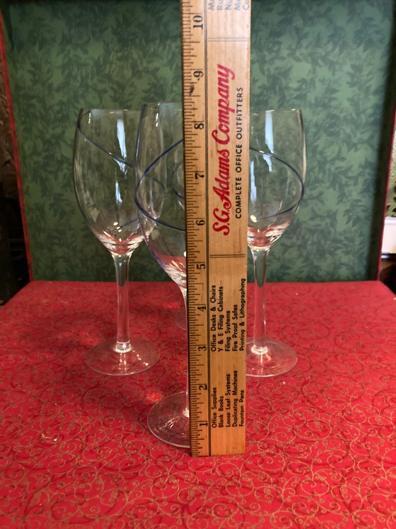 4 Pier 1 Swirline Cobalt Blue Water Goblets 8 7/8" 18oz Stemware Wine ...