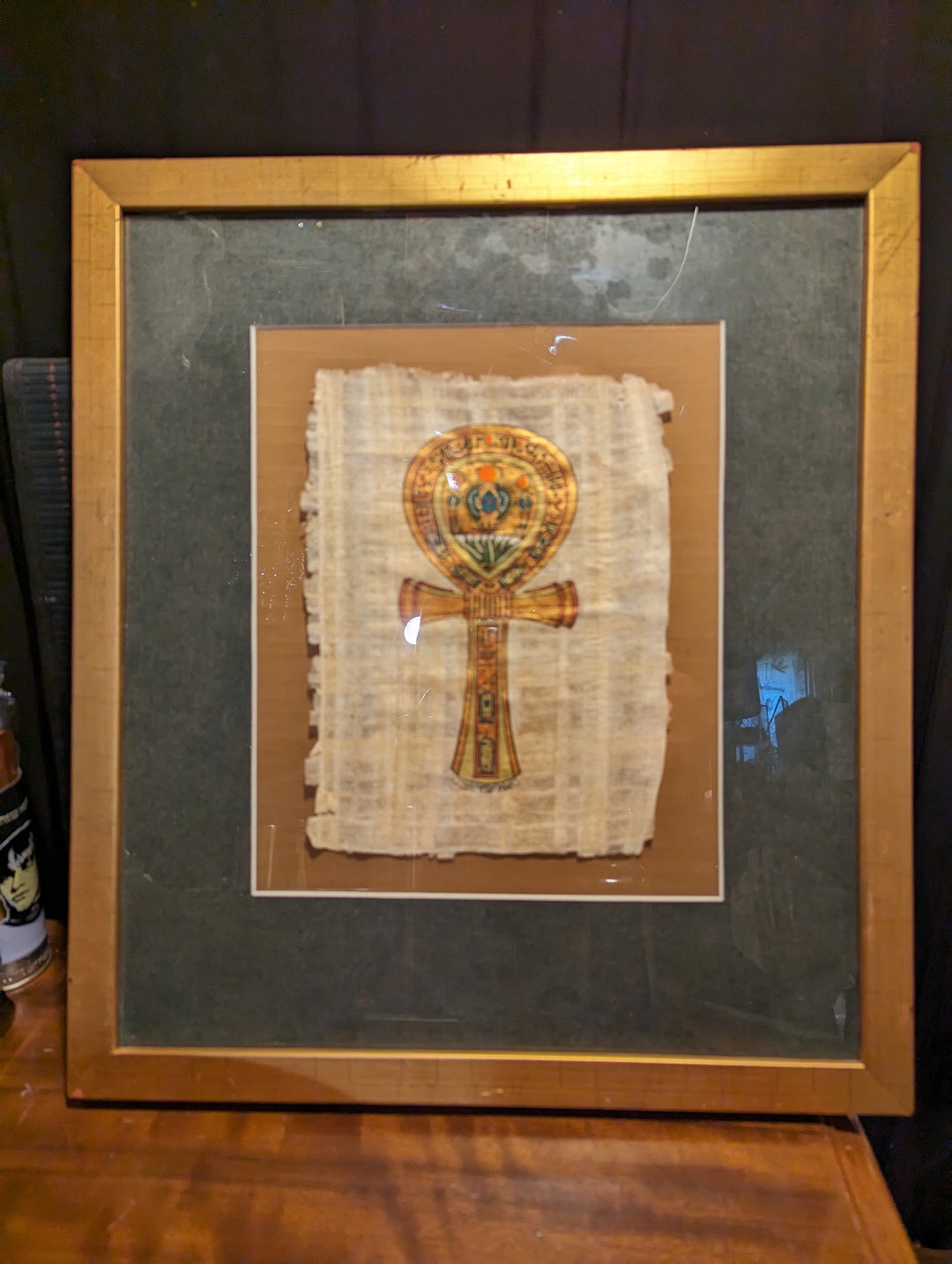 Vintage, Egyptian Ankh, on Handmade Papyrus, Set on A, 20"x17" Gold ...