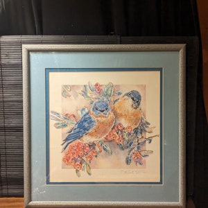 Vintage, 1990, Bluebirds, by Mary Booth Cabot, Watercolor, Signed Print ...