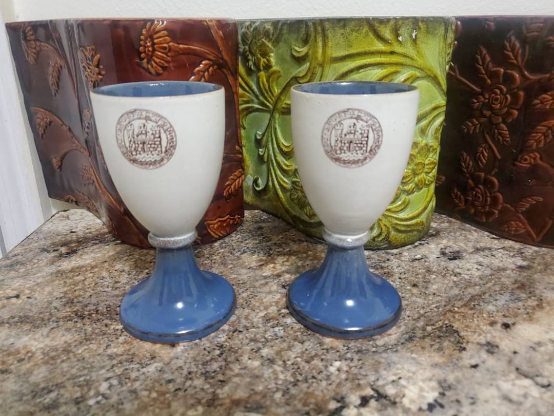 2 Vintage Handmade, Celtic, Viking Goblet, Stoneware, by Laughorne ...