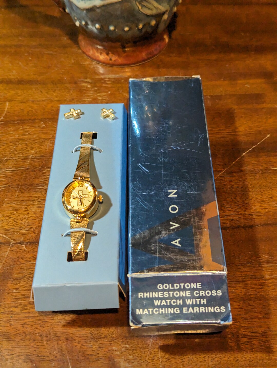 Vintage, Avon Gift Set, Christian, Gold Tone, Rhinestones, Cross ...