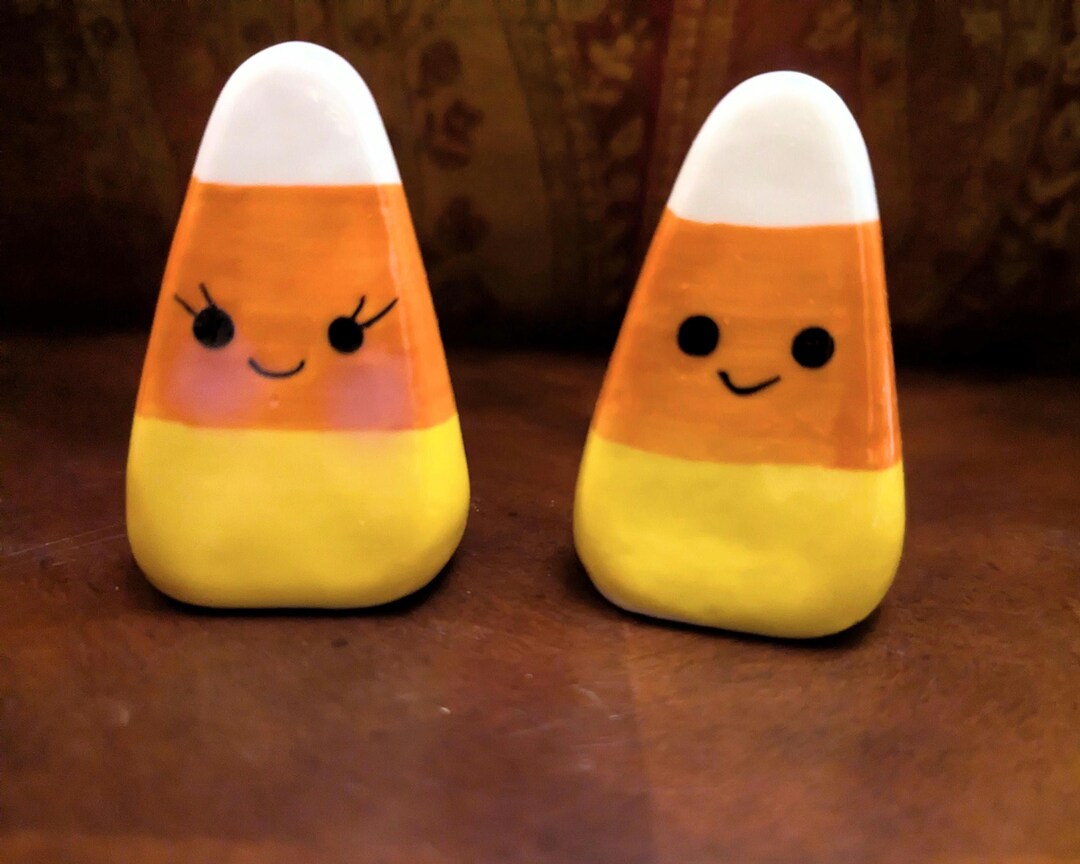 Vintage, Ceramic, Candy Corn Couple, Salt and Pepper Shakers, Hand ...