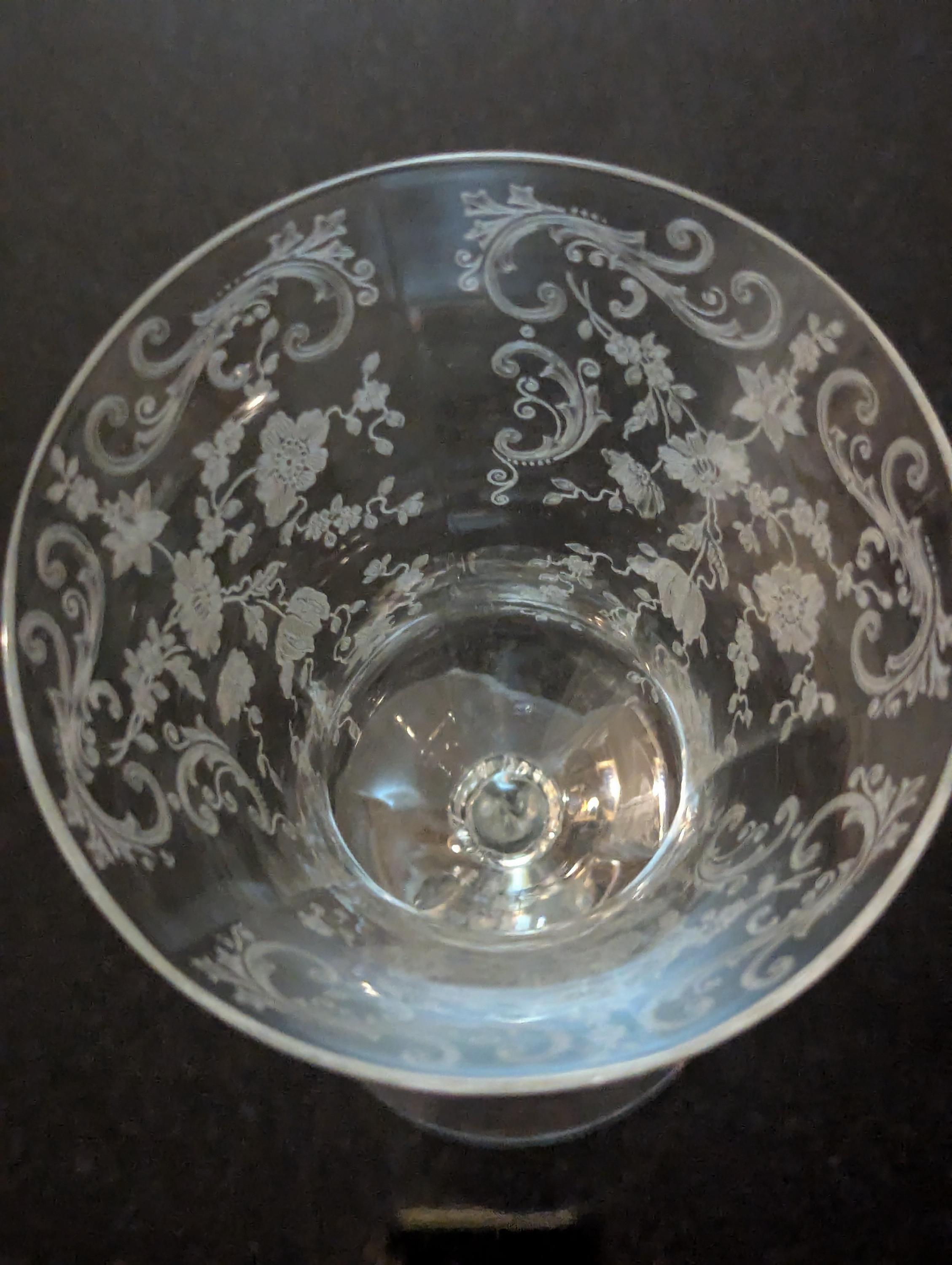 2 Vintage, Chantilly, by Cambridge Glass, Water, Wine Goblets, Etched ...