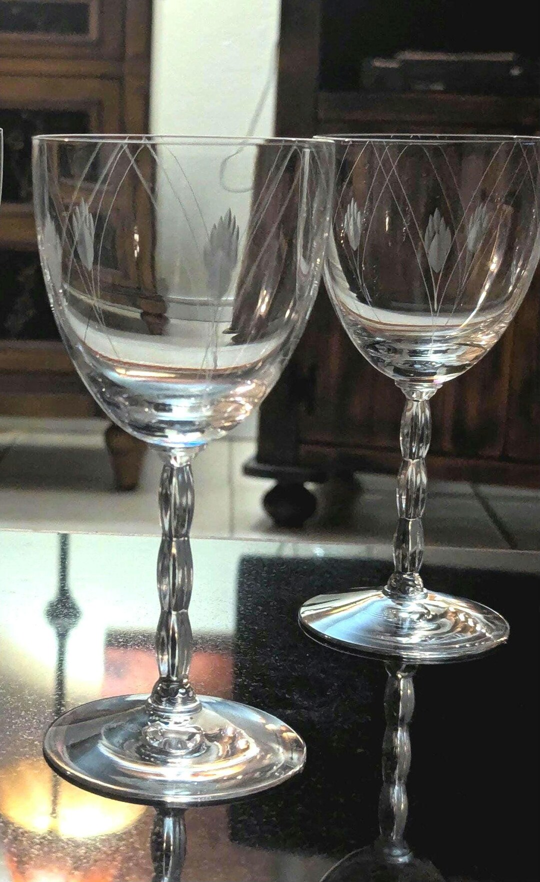 2 Vintage, Heraldry, by Fostoria, Water Goblets, Grey Etched, 6 7/8 ...