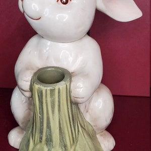 Vintage-1990s-dept 56-ceramic-bunny Rabbit-taper Candle Stick Holder ...