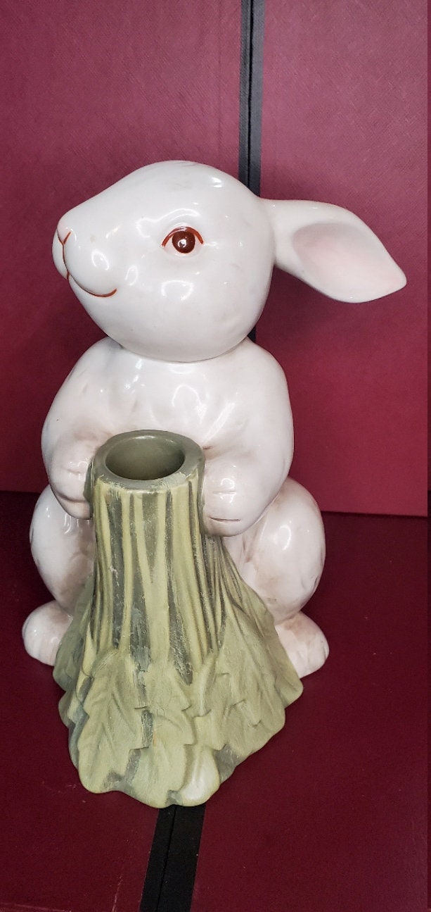 Vintage-1990s-dept 56-ceramic-bunny Rabbit-taper Candle Stick - Etsy
