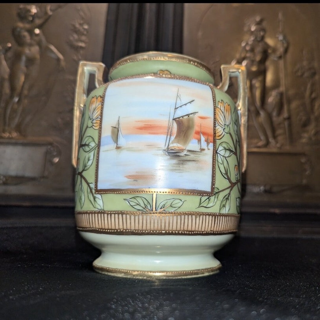 Antique, Porcelain, Morimura, Nippon, Hand Painted, Urn, Vase, Double ...