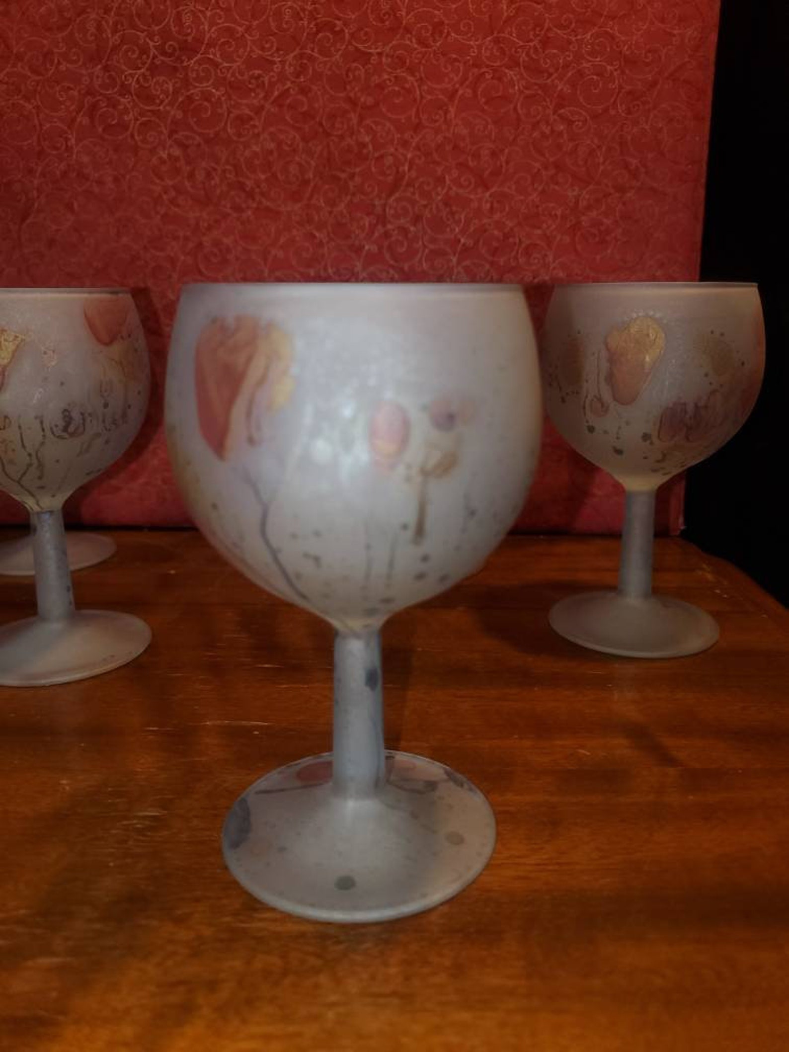 6 Vintage Reuben by Nouveau Art Glass Hand Painted - Etsy