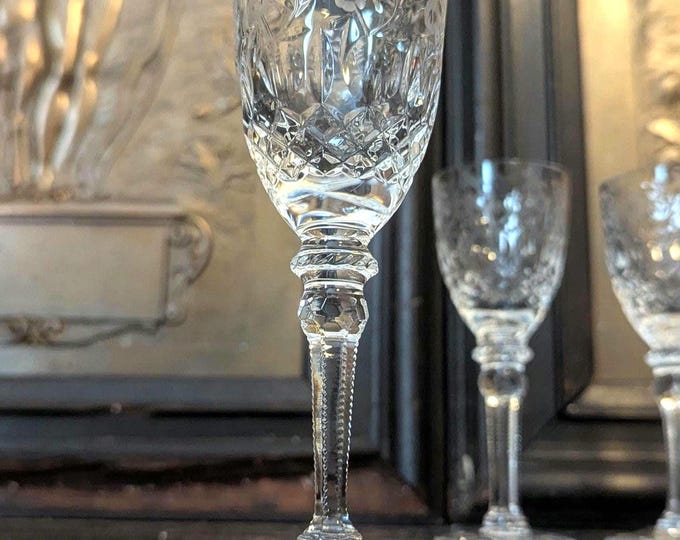 Six Beautiful Lead Crystal Wine Glasses~rogaska Gallia With Dimple ...