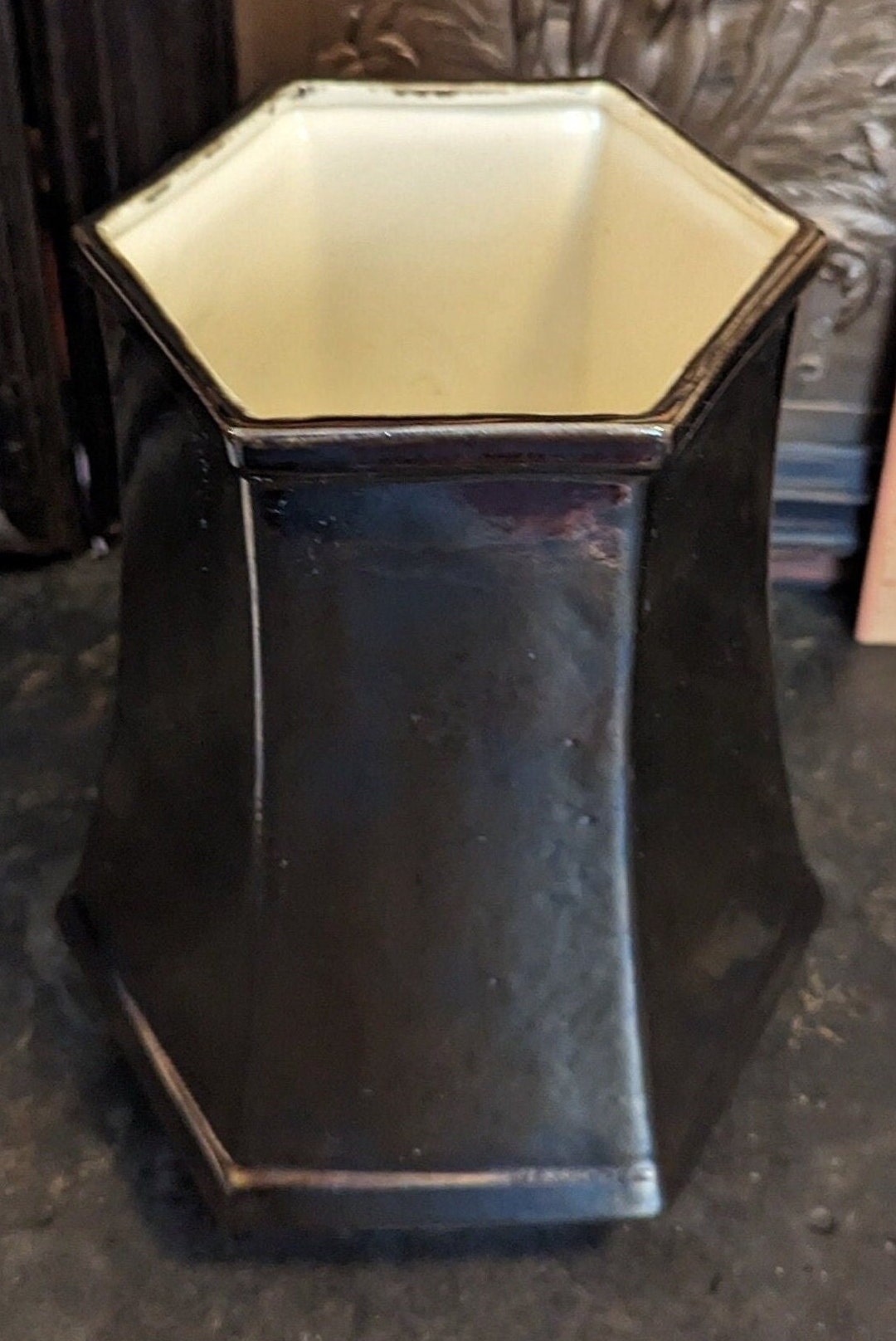 Vintage, Elaine Pottery, Hexagonal, Serpentine, Planter, Vase, Metallic ...