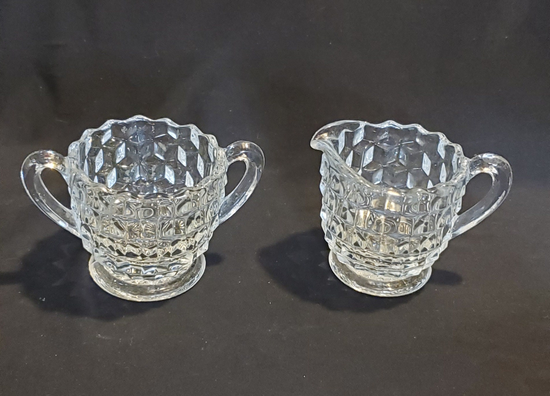 Antique 1920's Creamer Sugar & Tray Set American Clear - Etsy