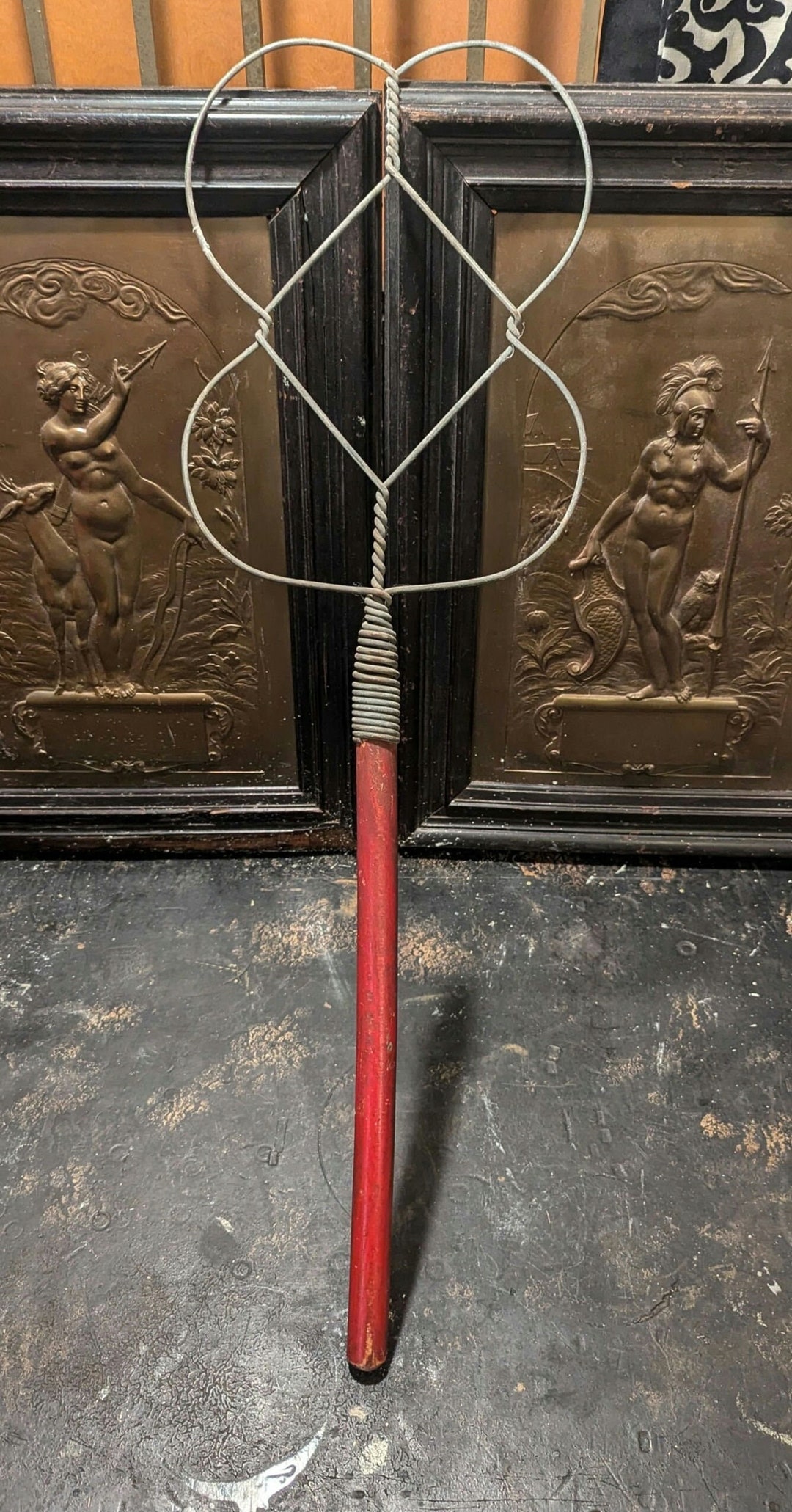 Vintage, Rug Beater, Bat Wing Style, Farmhouse, Primitive, Red Wood ...