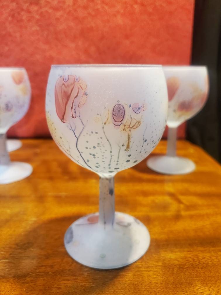 6 Vintage Reuben by Nouveau Art Glass Hand Painted - Etsy