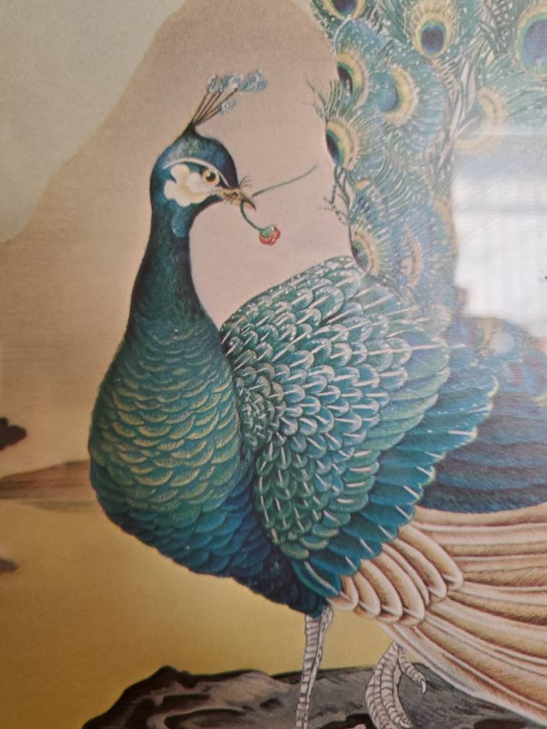 Vintage, Chinese, 16"x 20", Framed, Peacock, Etched Mirror, by Carol ...