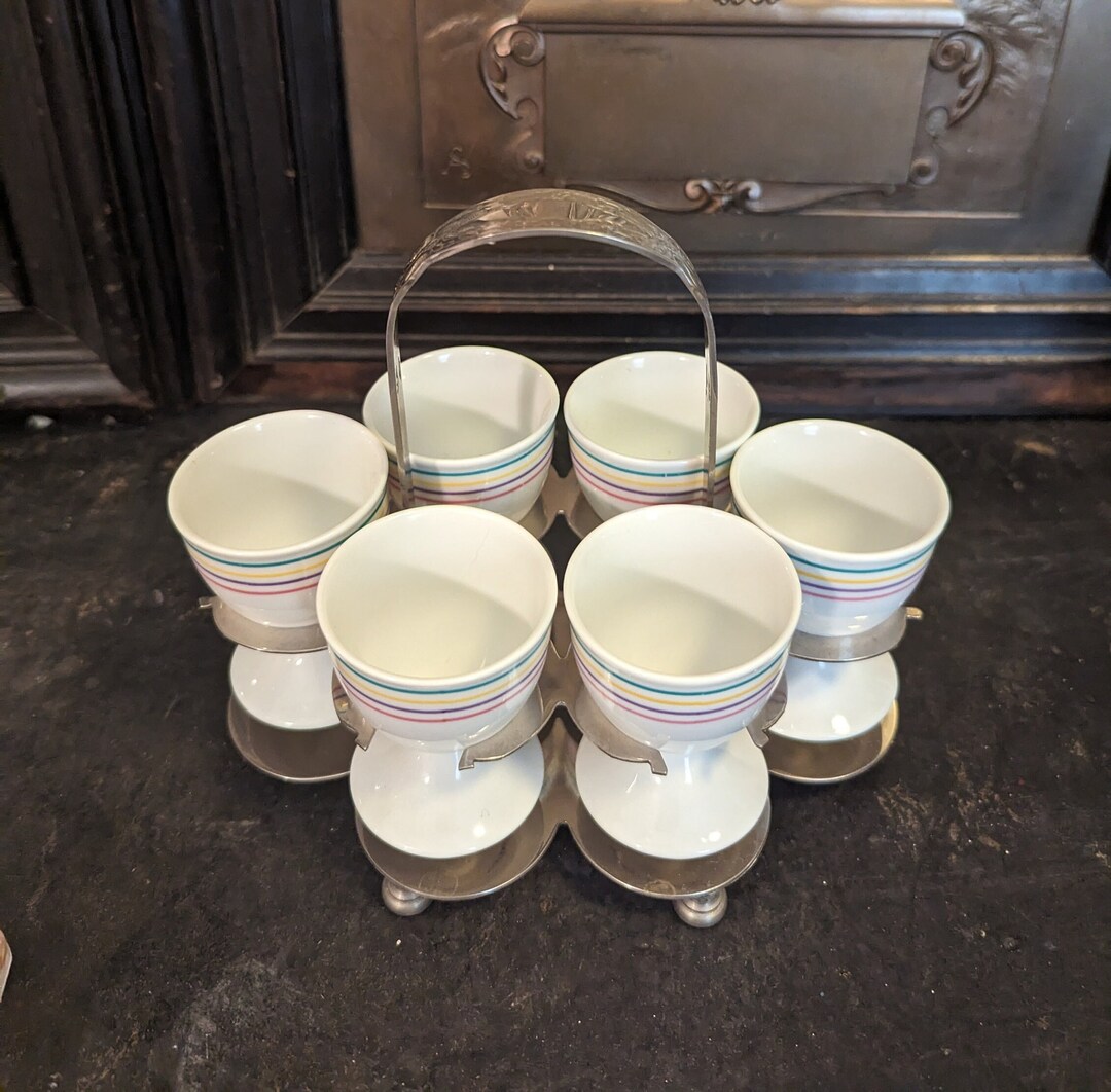 Vintage, Japan, Chantilly, 6, Egg Cups, Ceramic, Goblets, With, Ornate ...