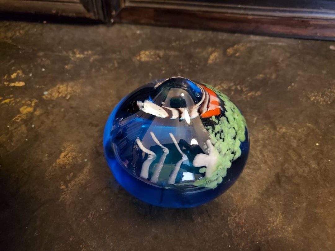 Vintage, Glass, Paperweight, Nautical, Lighthouse, Ocean Blue, Beach ...