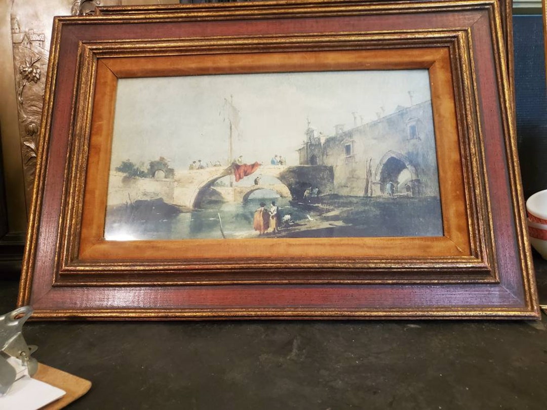 2 Vintage, 20 1/2" X 14 1/2" Gold and Red Gilt, Wood Framed, Old Master ...