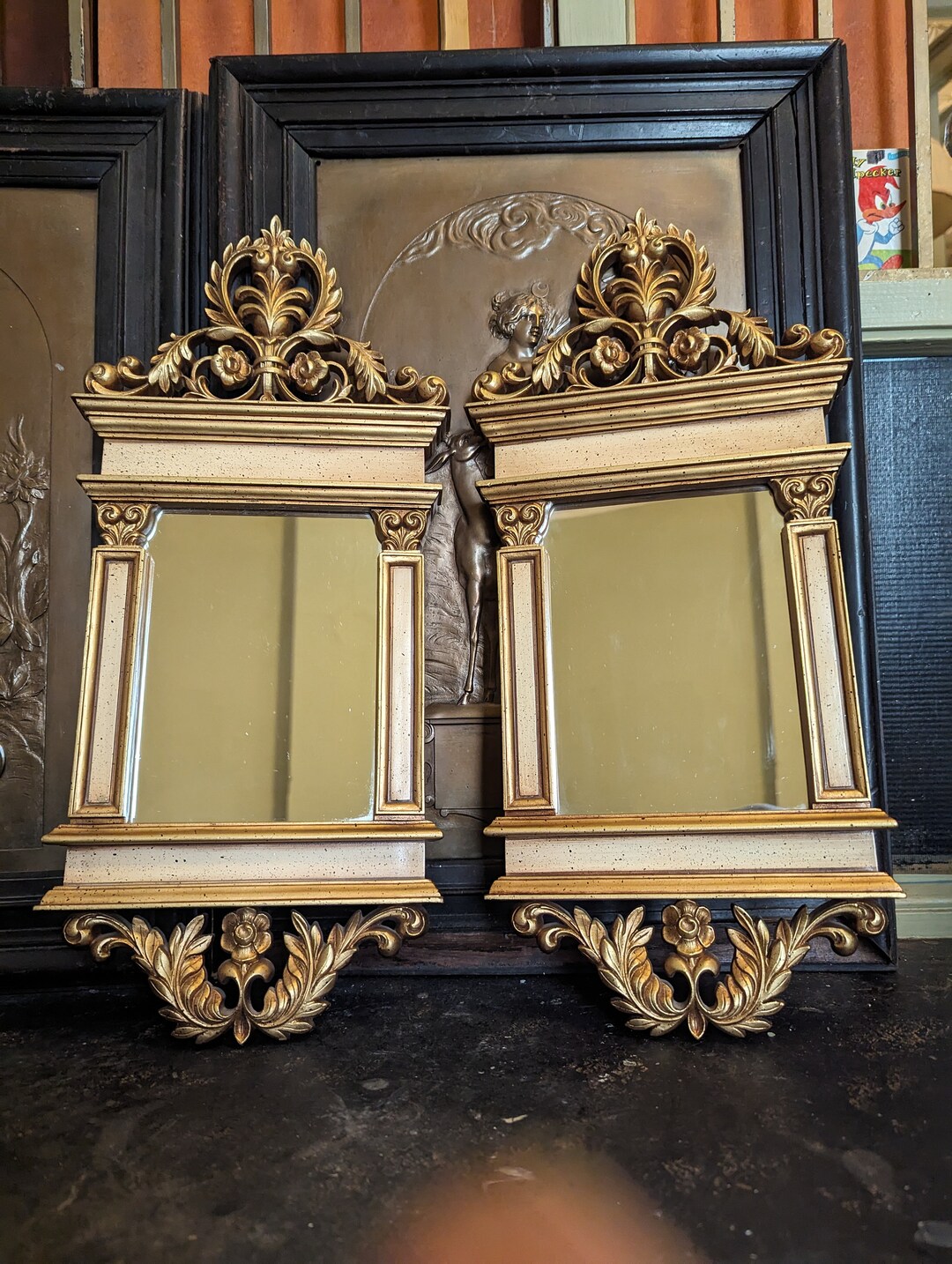 2 Vintage, Syroco, Mirror, Wall Accent, Decorative, Hollywood Regency ...