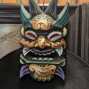 Vintage, Traditional Chinese, Nuo Opera, Wooden Mask, Demon, Ritual ...