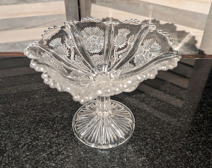 Antique, 1911, EAPG, Compote, Panelled Thistle, Higbee Glass Co, 6 1/2 ...