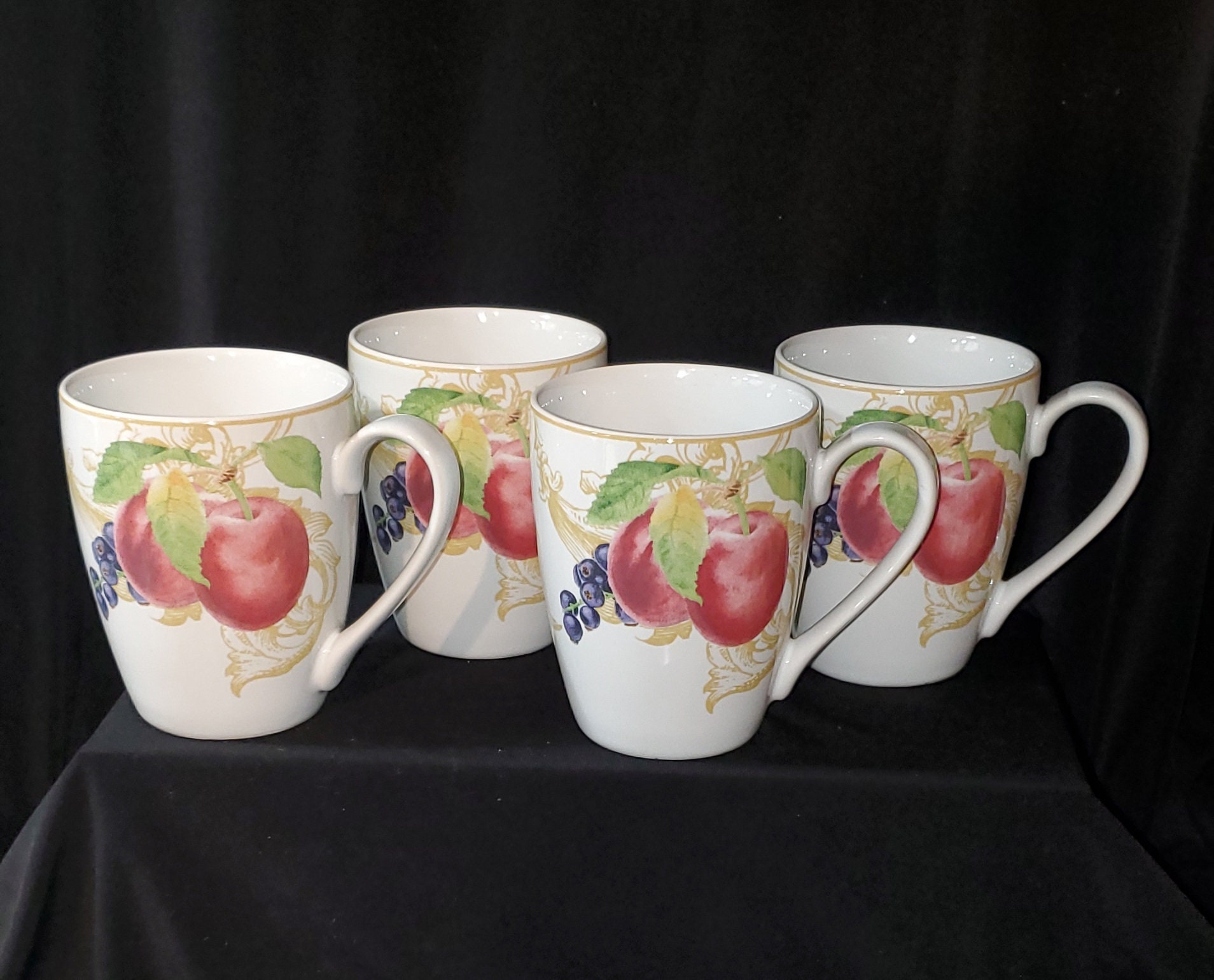 4 Garden Mural by LENOX 4 1/4 in Ceramic Mugs Designed | Etsy