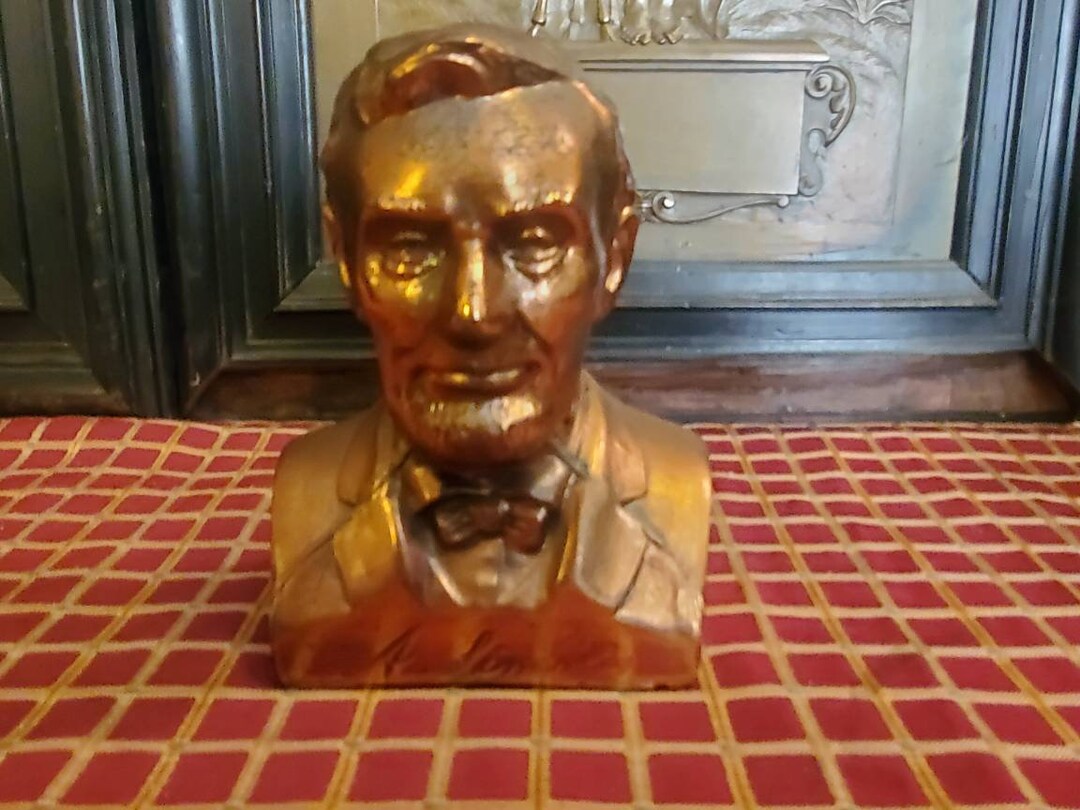 Vintage, Cast Metal, Abe Lincoln, Bust Bank, Savings Bank, Copper ...