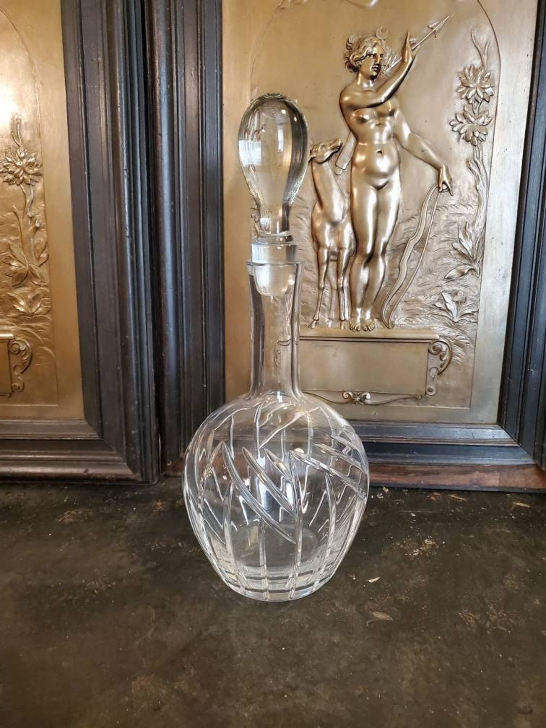Vintage, by Rogaska, Crystal Decanter, Cut Vertical Lines and ...