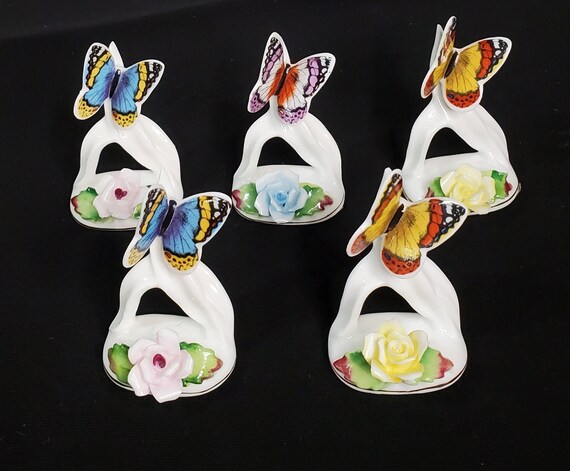 5 Vintage Maruri Masterpiece Butterfly With Floral Rose Place | Etsy