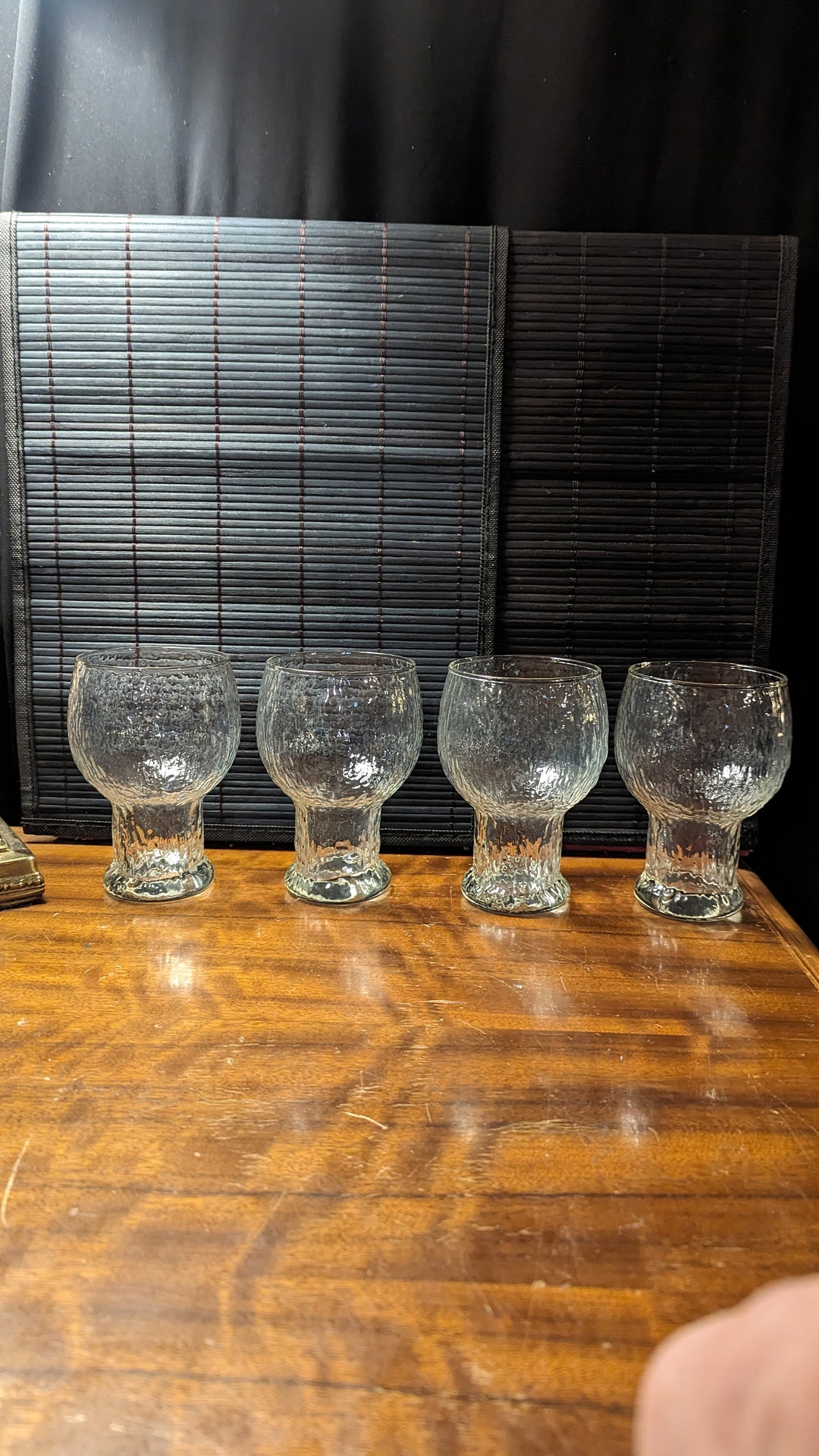 4 Vintage, Clear Glass, Bark Textured, Goblets, Tea Glasses ...