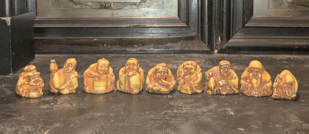 9 Vintage, Netsuke Japanese, Resin, Monk Figurines, Action Made in ...