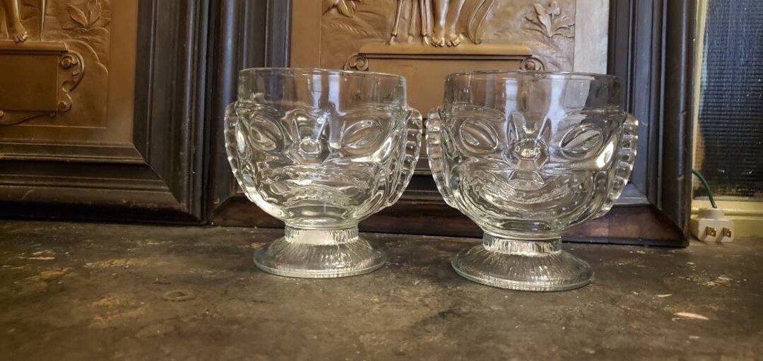 2 Vintage, Tiki, Hawaiian, Two-faced, Happy Sad, Footed, Glasses ...