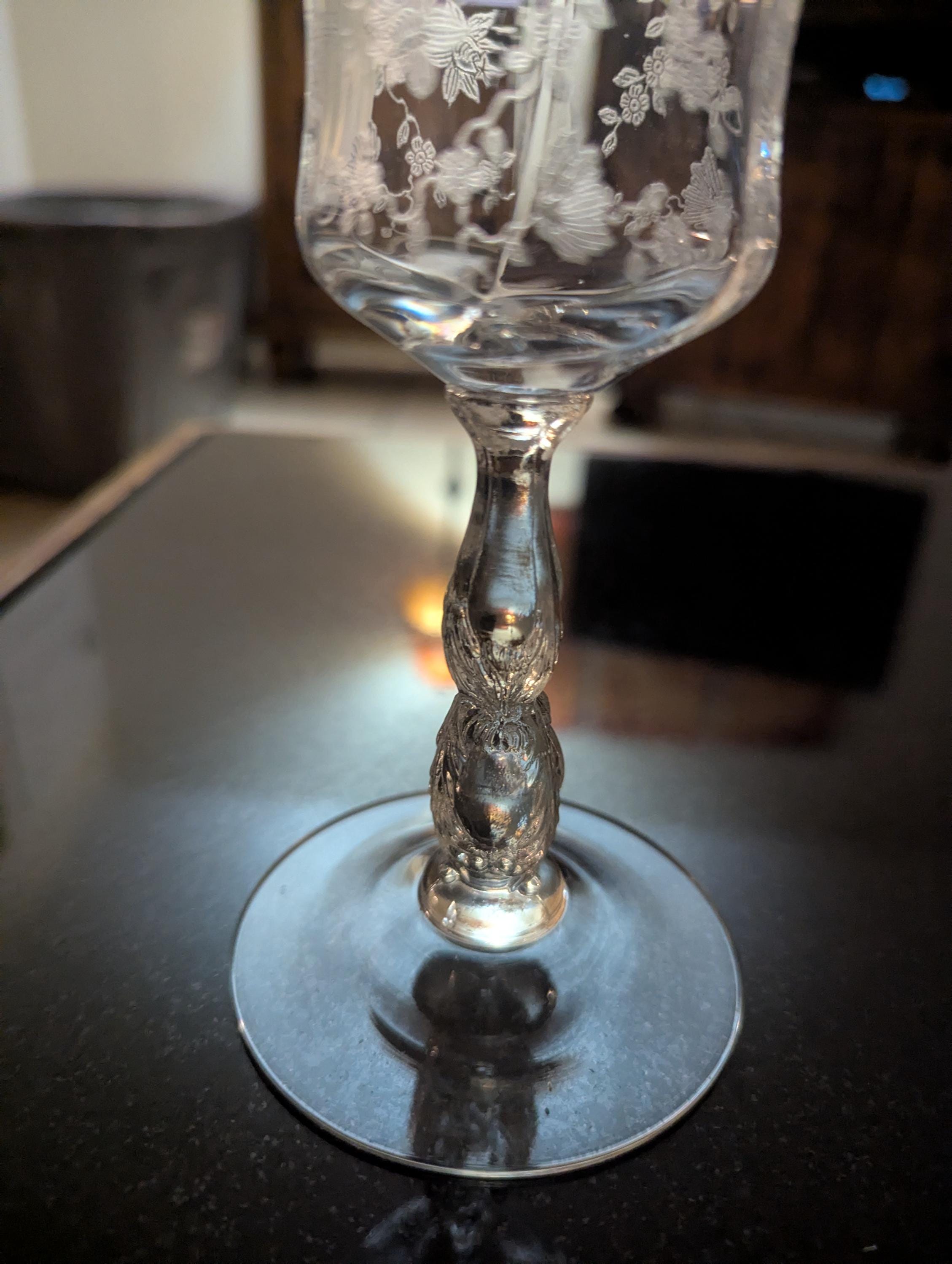 2 Vintage, Chantilly, by Cambridge Glass, Water, Wine Goblets, Etched ...