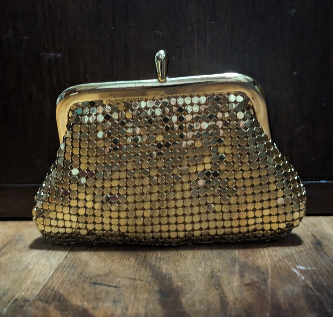 Vintage, Whiting and Davis, Gold Tone Mesh, Coin Purse, Change Purse ...