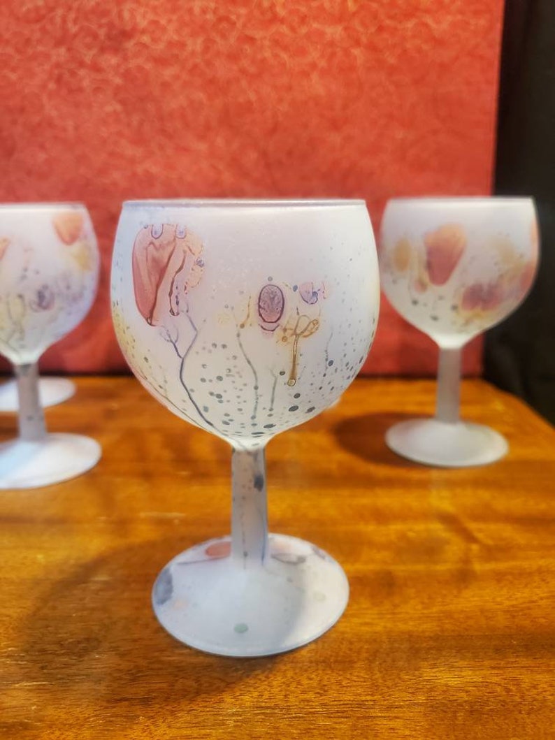 6 Vintage Reuben by Nouveau Art Glass Hand Painted - Etsy