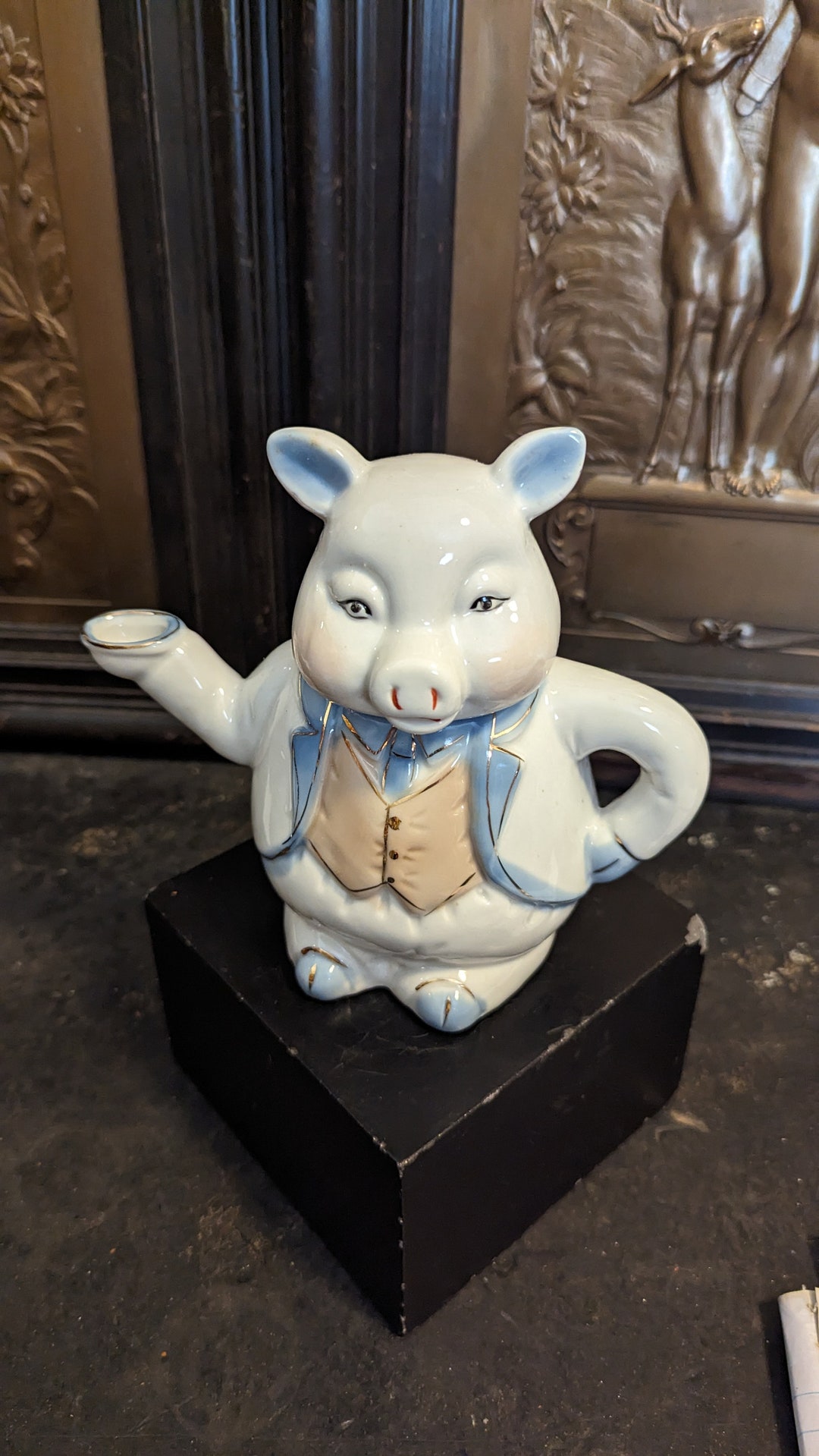 Vintage, Ceramic, Glazed, Pig, Hog, Butler, Dapper Dressed, Tea Pot, 6 ...
