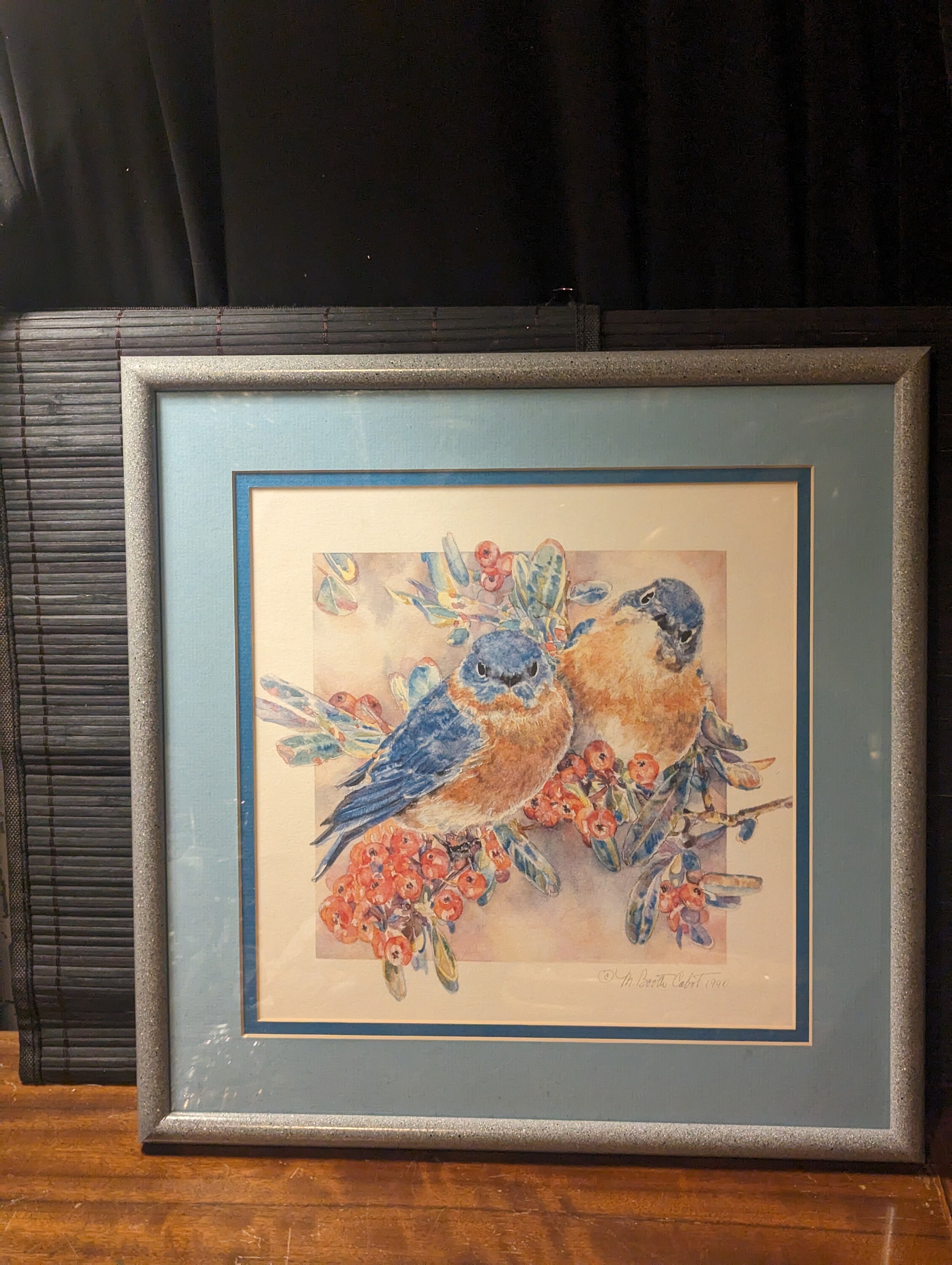 Vintage, 1990, Bluebirds, by Mary Booth Cabot, Watercolor, Signed Print ...