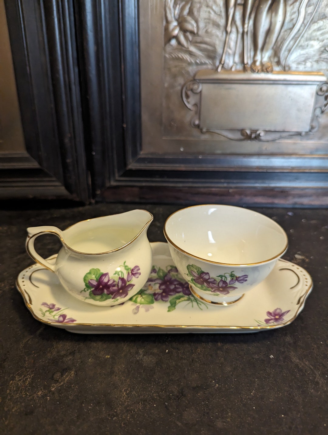 Vintage, Devon Violets, by Sutherland, Bone China, Open Sugar, Creamer ...