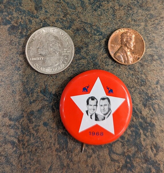 1968 RICHARD NIXON SPIRO President 1 3/8" Political C… - Gem
