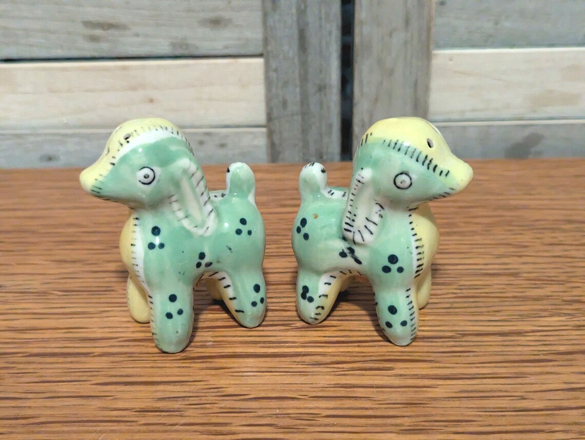 Vintage, Napco, Japanese, Porcelain Patchwork Lamb, Sheep, Salt Pepper ...