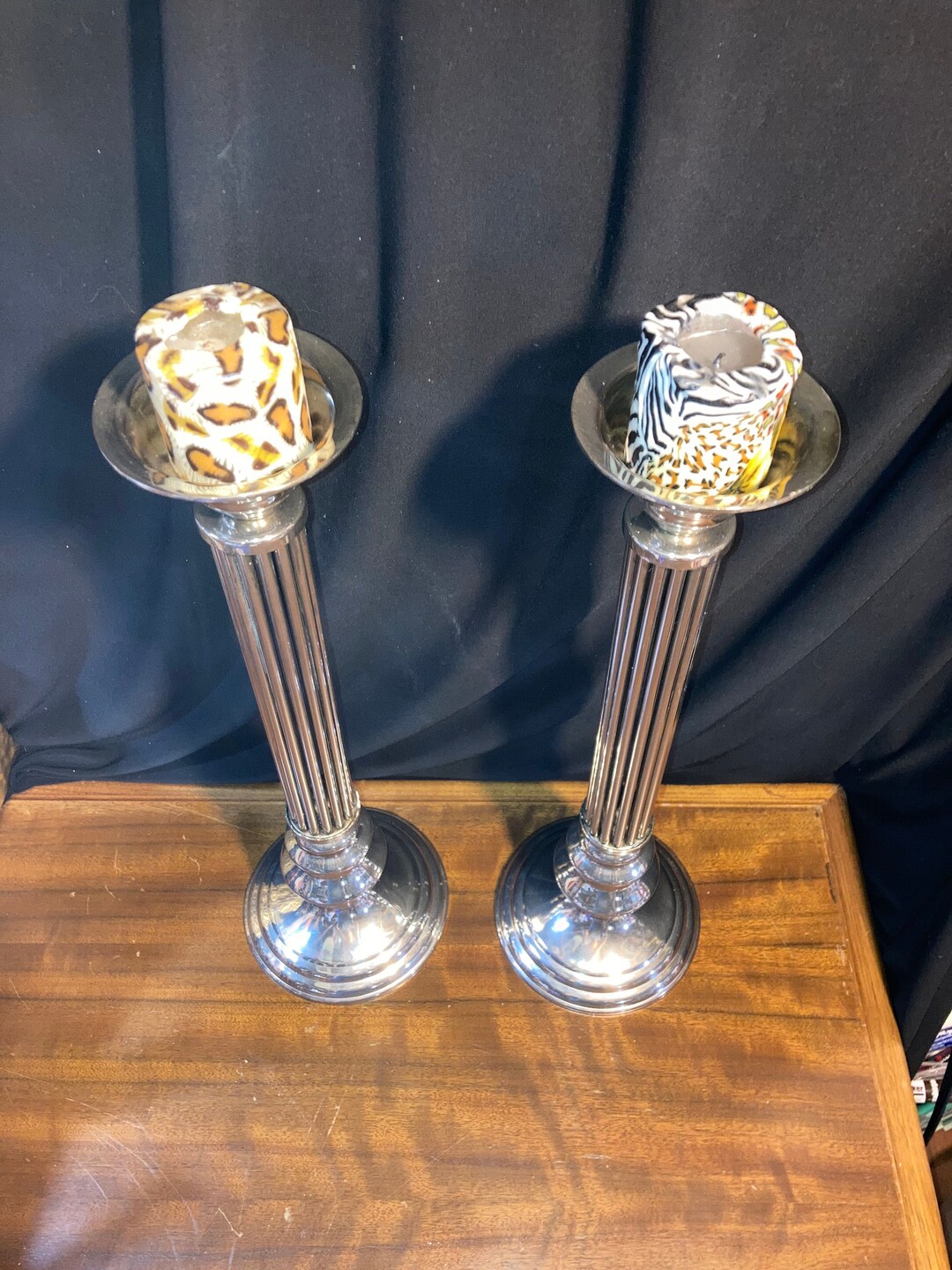 Vintage, Sheridan Style Stainless Steel 18" Candle Pillars-impressive ...