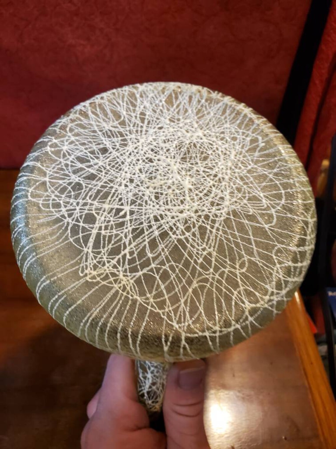 Vintage MCM Spaghetti String Green Glass Pitcher - Etsy