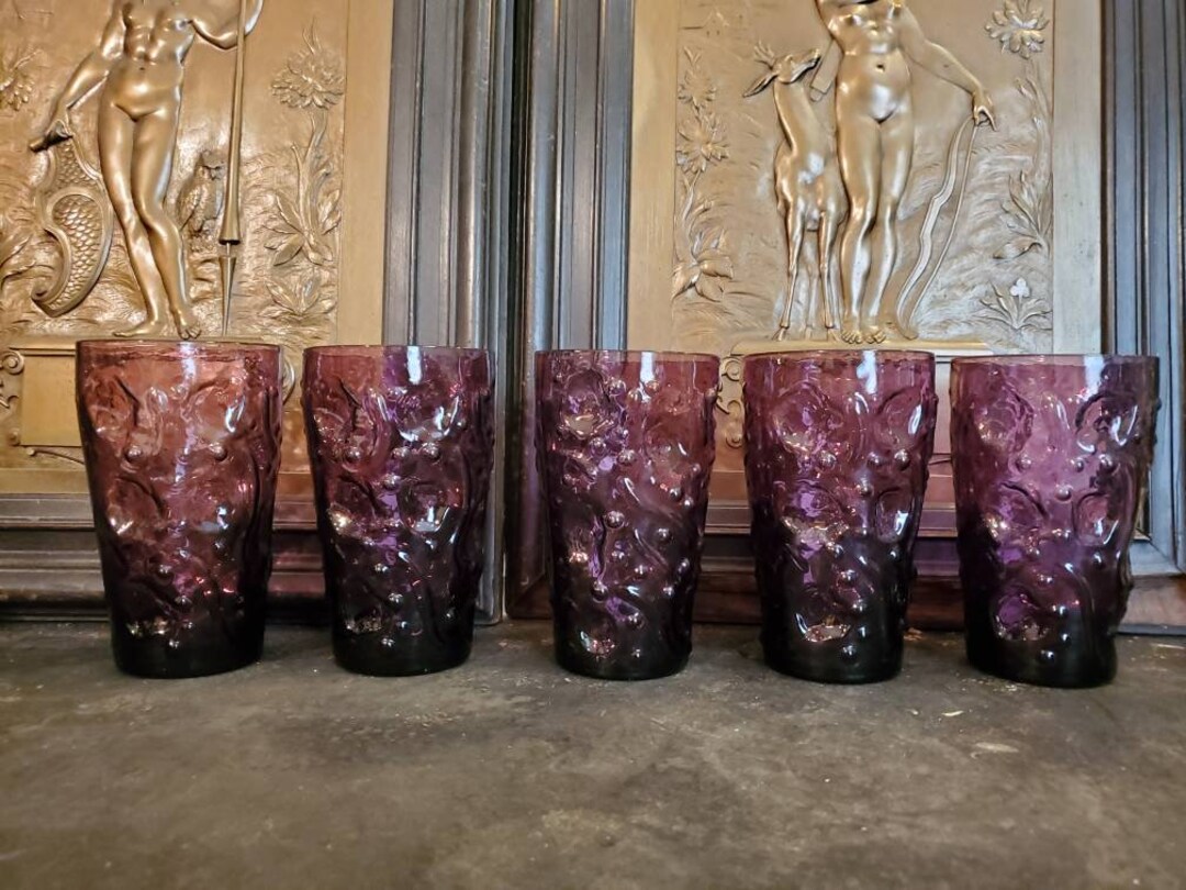 5 Vintage, MCM, Elrancho, by Bryce, Solid Purple, Textured Design ...