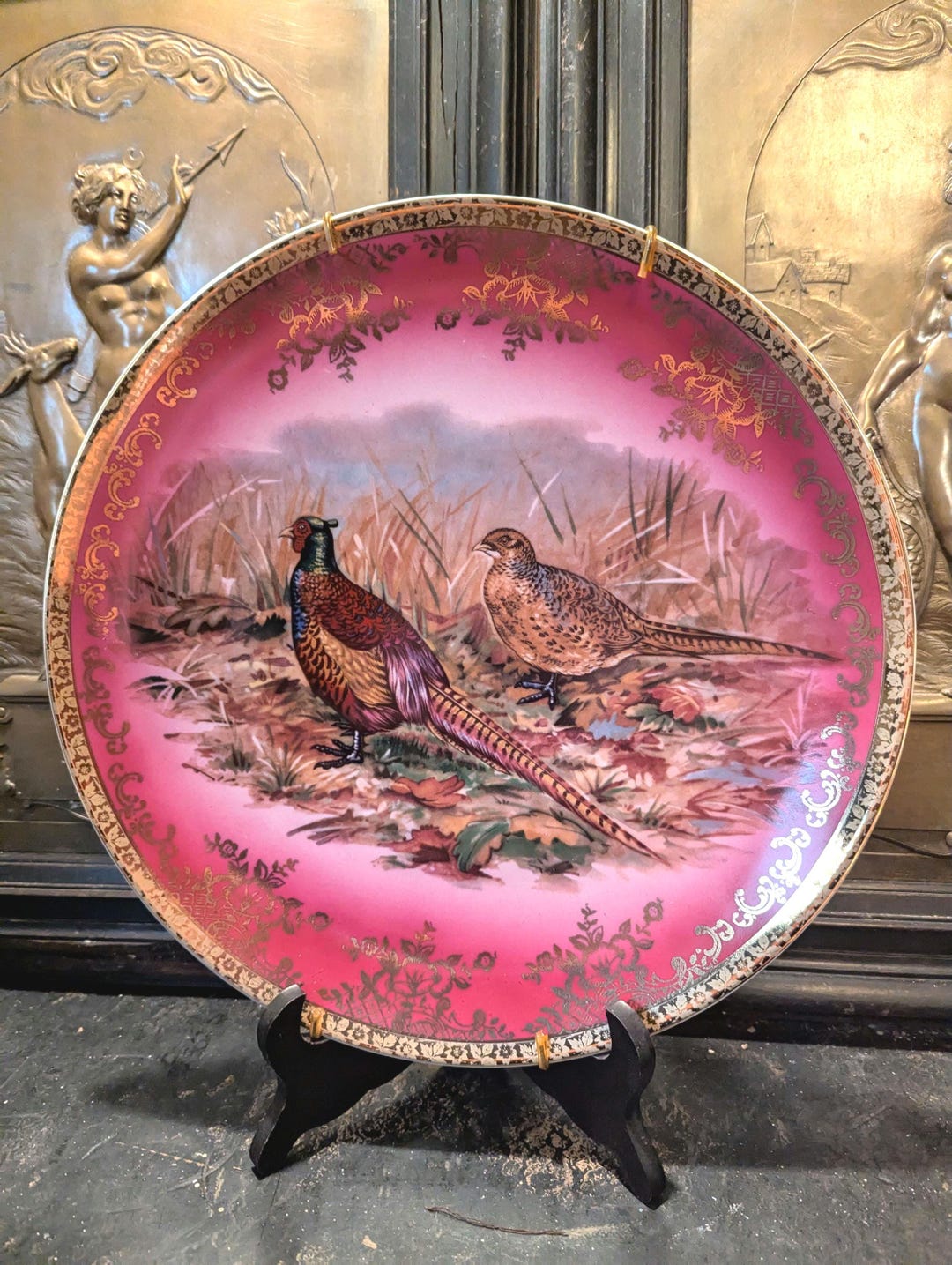 Vintage, Bavarian, West Germany, STW, Gold Pheasant, Rubin Red, Floral ...