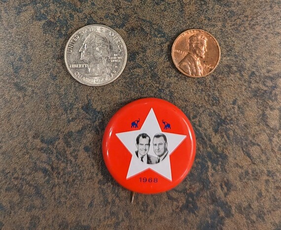 1968 RICHARD NIXON SPIRO President 1 3/8" Political C… - Gem