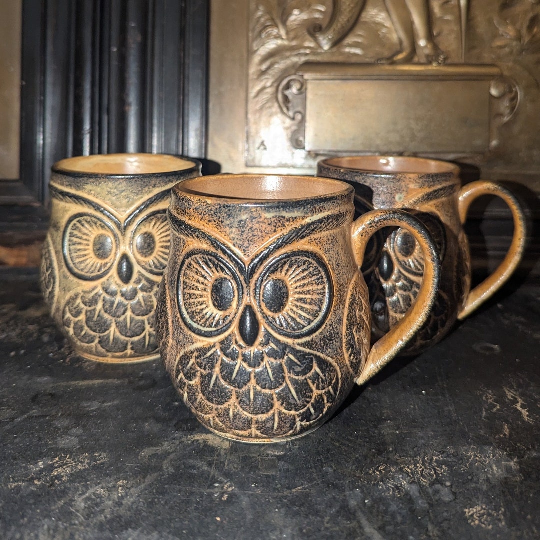 3 Vintage, Holt Howard, Stoneware, Textured, Sculpted, Owl Mugs, Cups ...